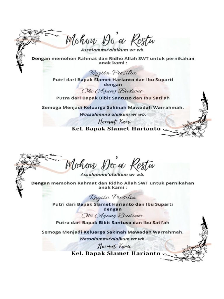 Kartu MOHON DOA RESTU | PDF
