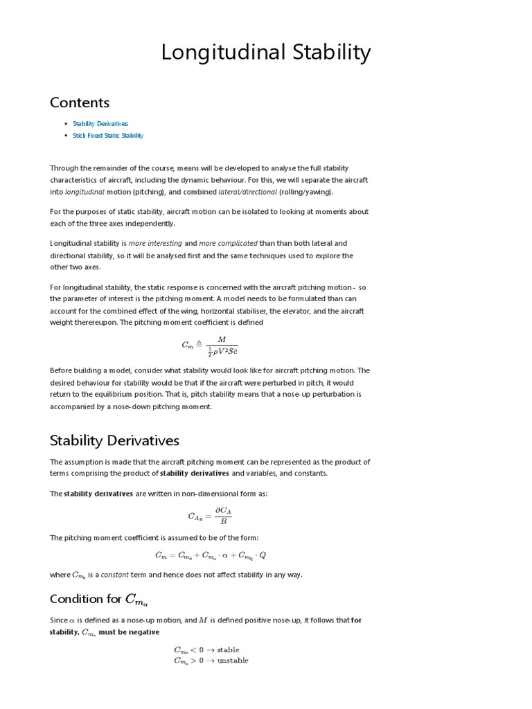 Longitudinal Stability - Aircraft Flight Mechanics by Harry Smith, PHD ...