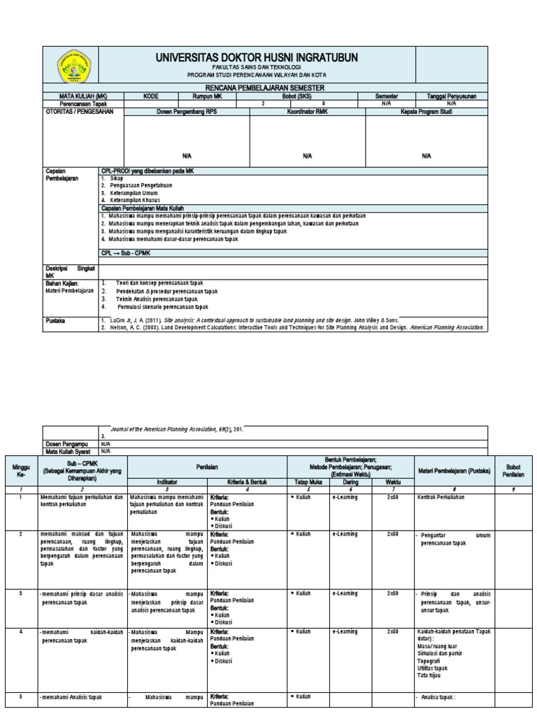 RPS Perencanaan Tapak | PDF