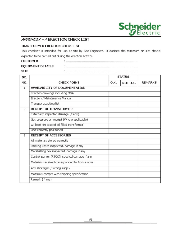 Erection Checklist | PDF