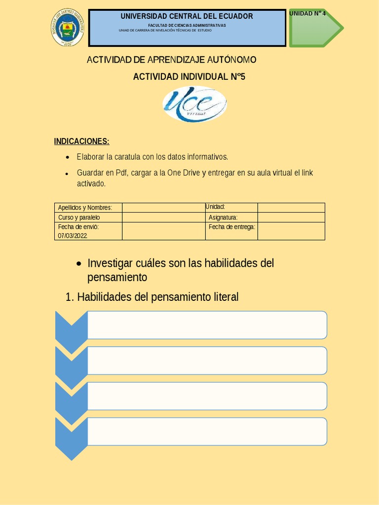 Trabajo Individual #5 Pensamiento | PDF