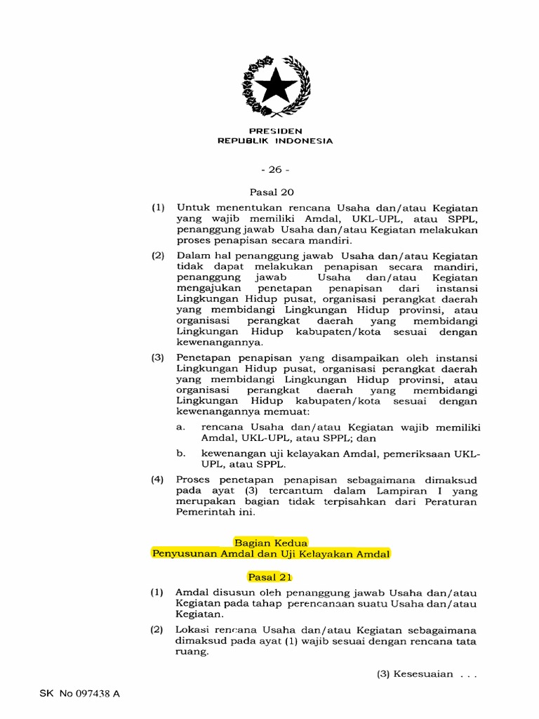 PP Nomor 22 Tahun 2021-Penyusunan AMDAL Dan Uji Kelayakan AMDAL | PDF ...