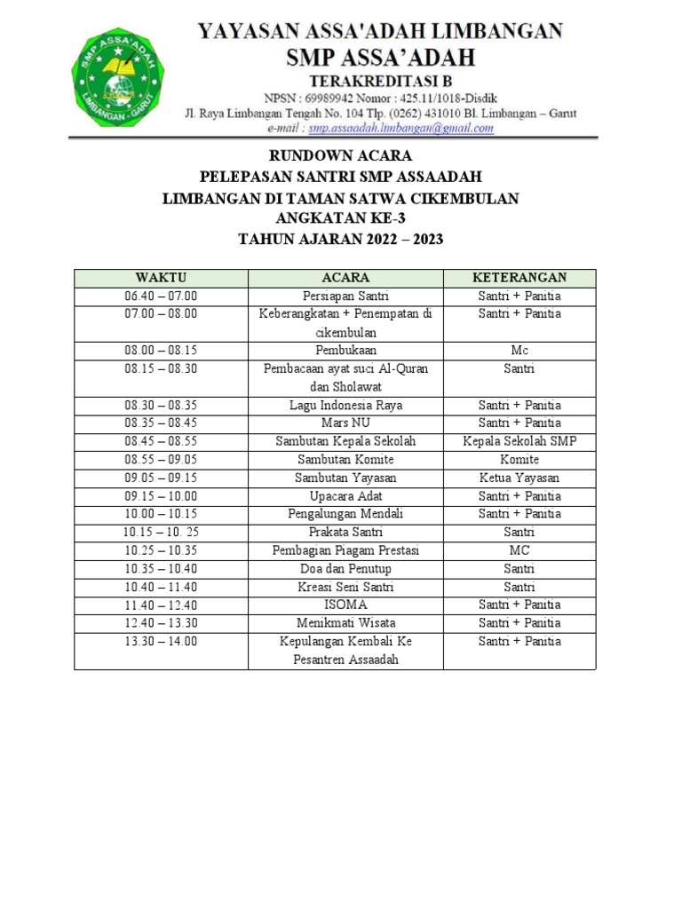 RUNDOWN ACARA SMP | PDF
