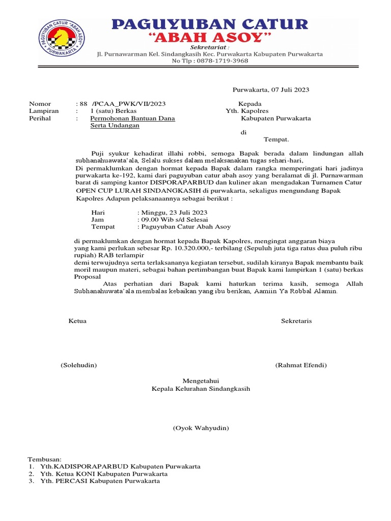 Surat Permohonan Bantuan Dana Kapolres Pdf