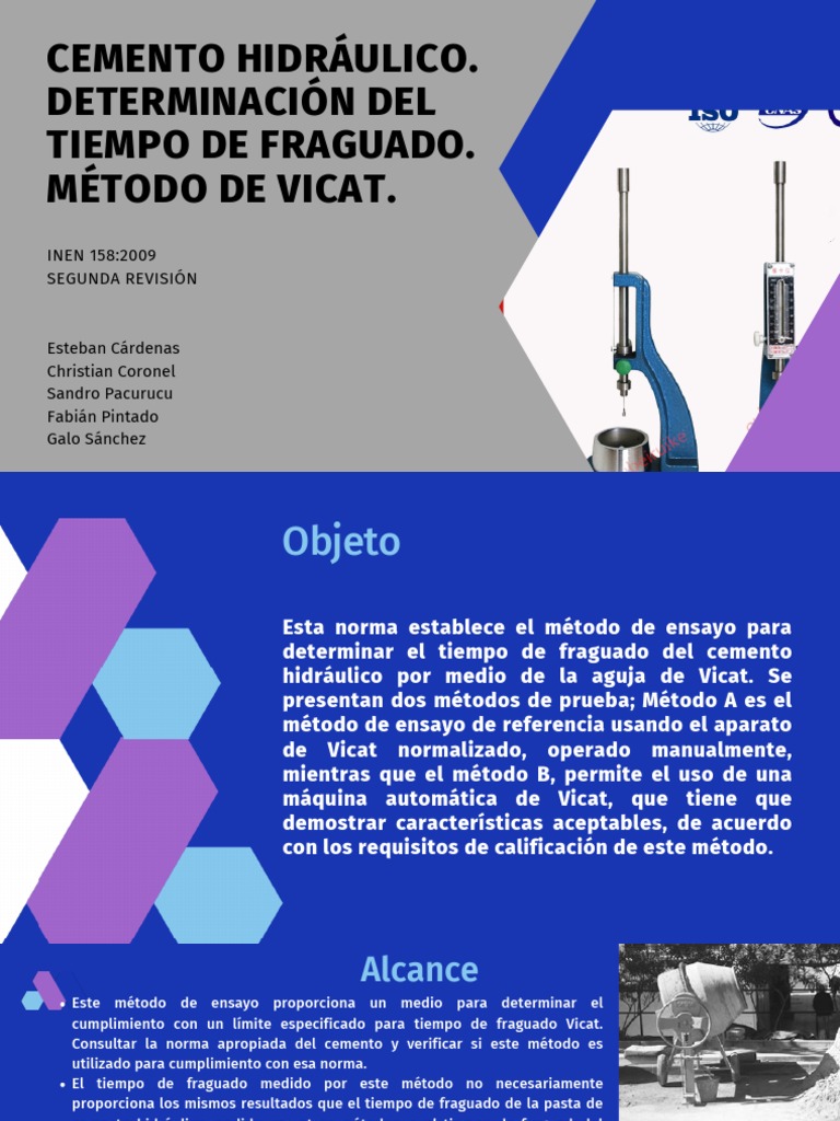 Cemento Hidráulico. Determinación Del Tiempo de Fraguado. Método de ...
