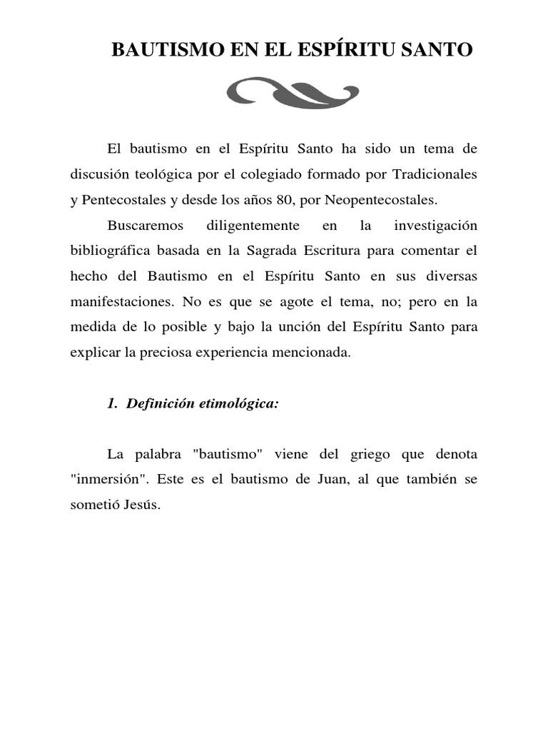 Bautismo en El Espiritu Santo | PDF | Filosofía | Religión y espiritualidad