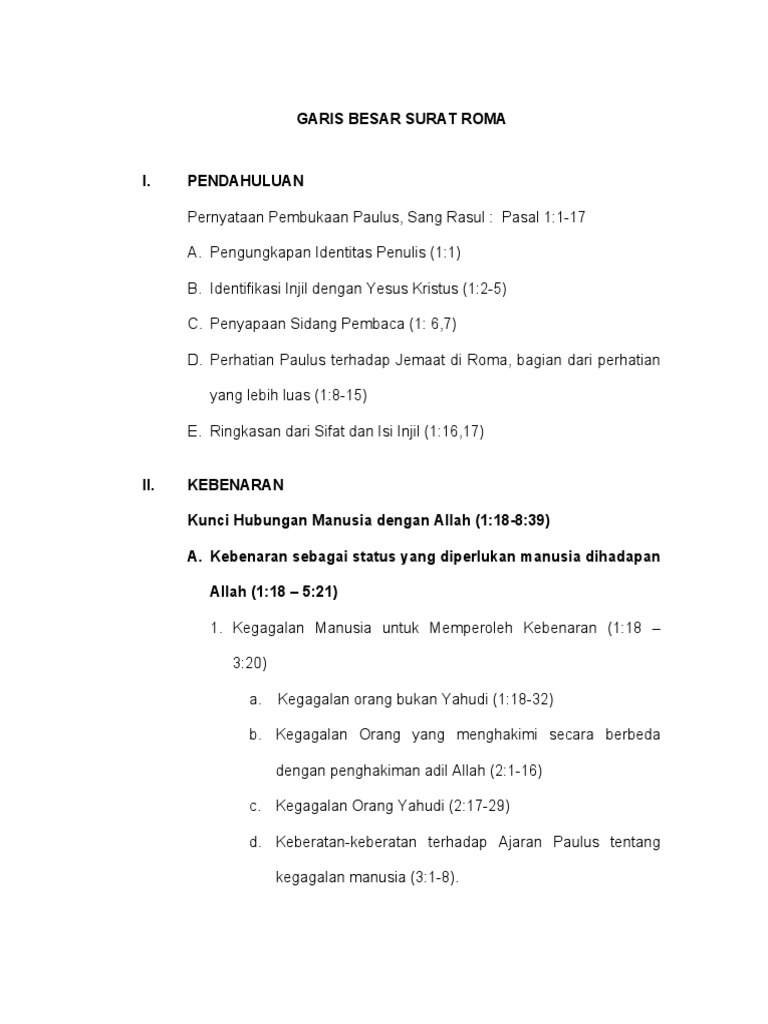 Garis Besar Surat Roma | PDF