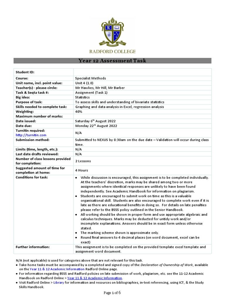 12SAT 2022 Sem2 Assignment | PDF