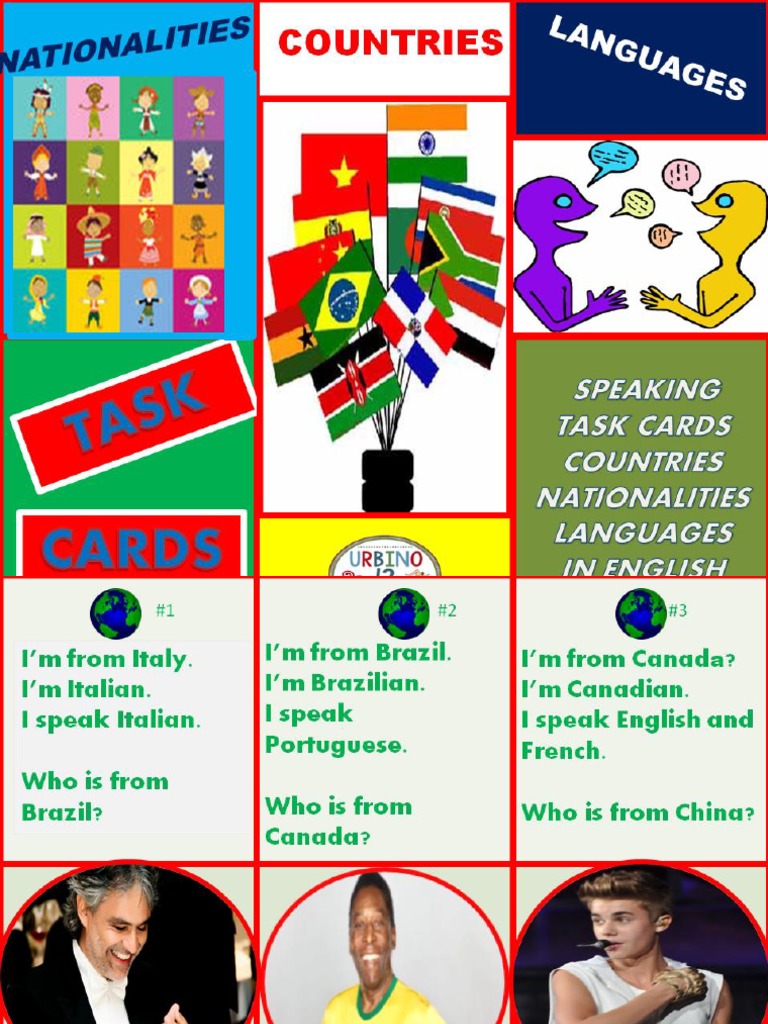 Task Cards Nationalities Countries and Languages-1 | PDF
