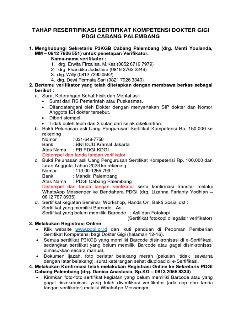 Tahap Resertifikasi Sertifikat Kompetensi Dokter Gigi | PDF
