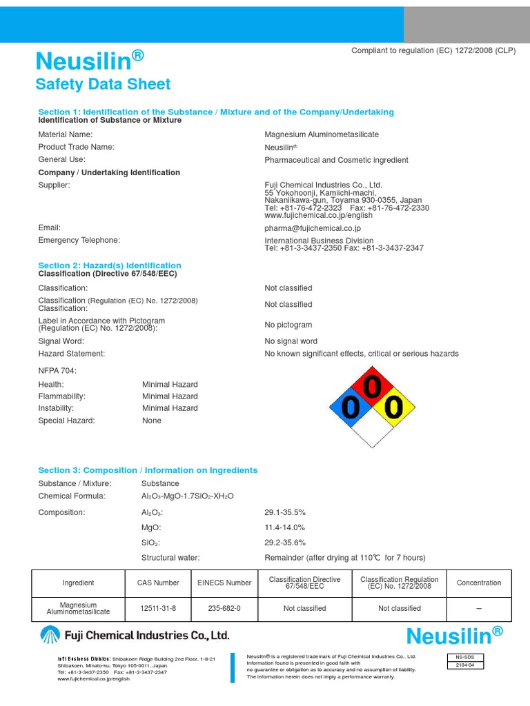 Fuji Neusilin Sds | PDF