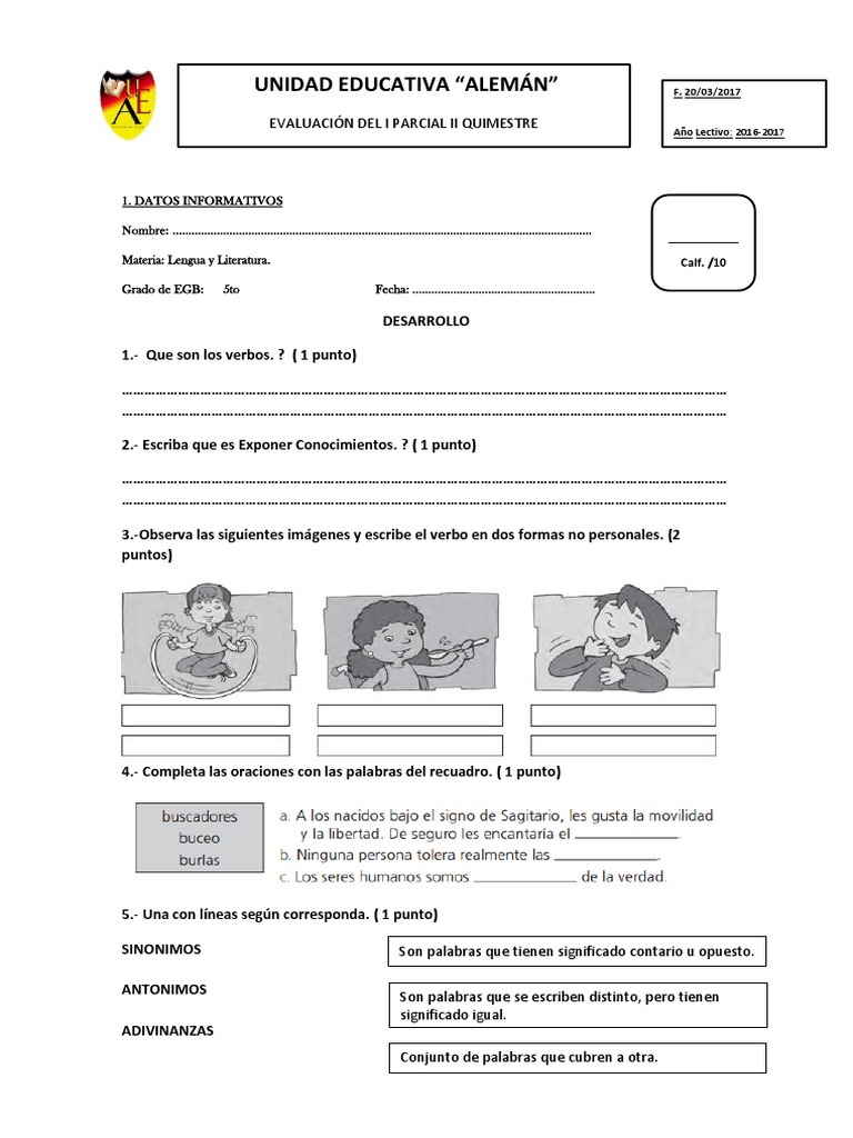 Examen Lengua 4to Bloque | PDF