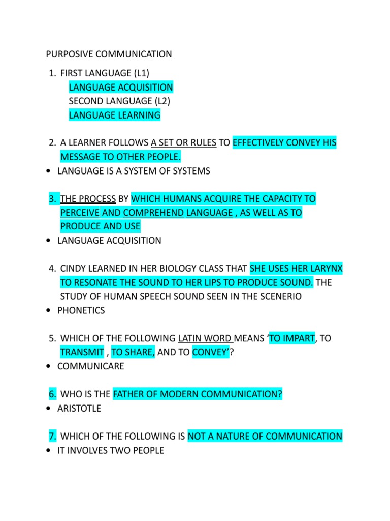 Purposive Communication | PDF | Communication | Résumé