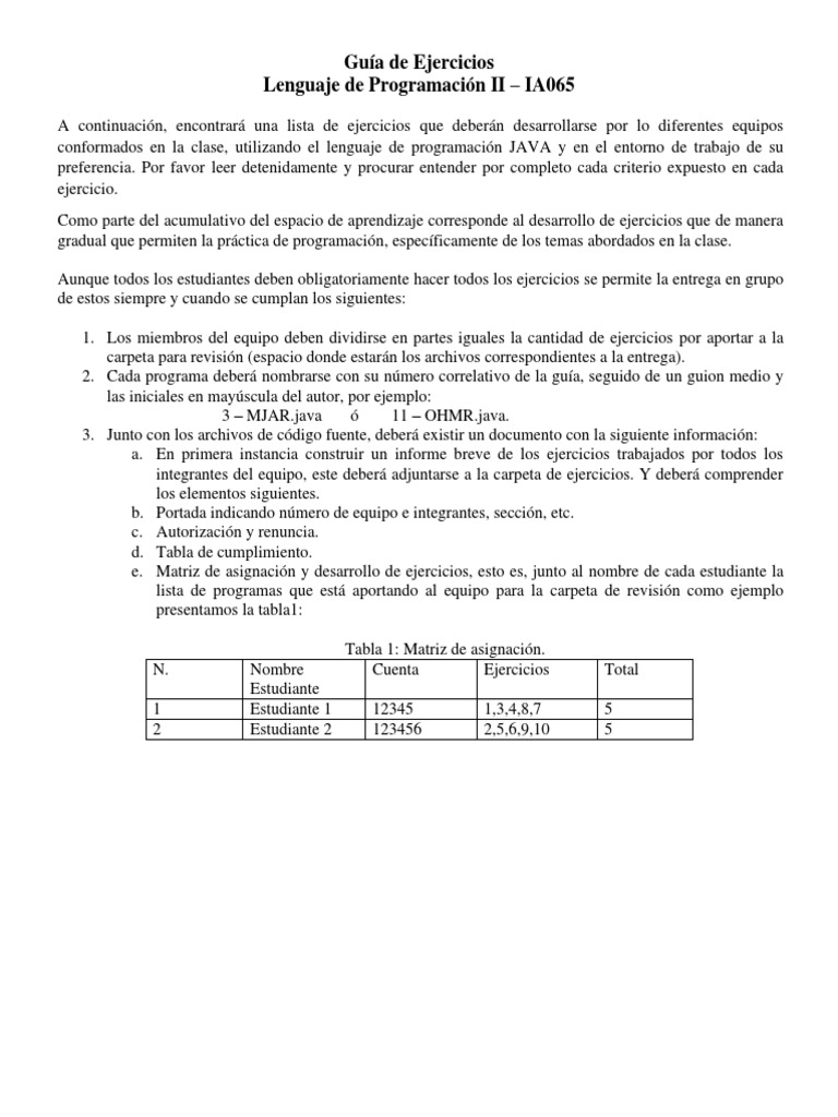 Guía de Ejercicios | PDF