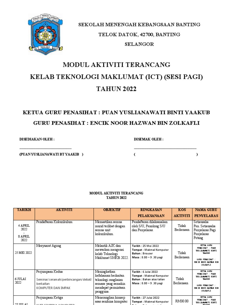 Template Modul Aktiviti Terancang Koko | PDF