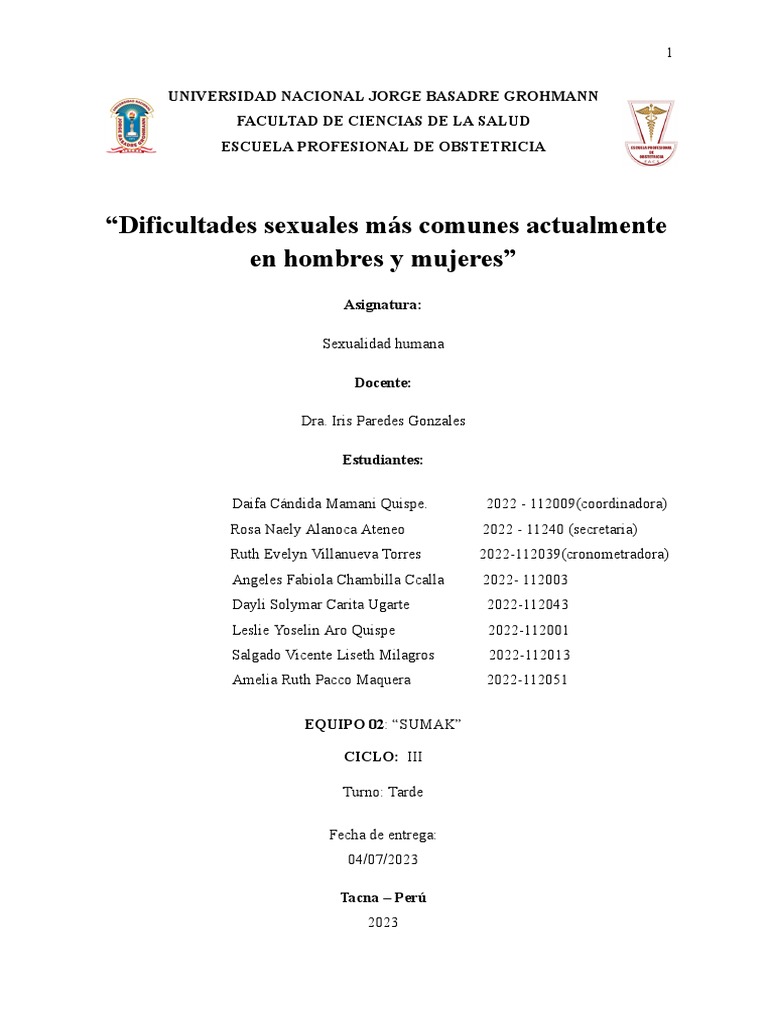 Seminario 2 Dificultades Sexuales Más Comunes Actualmente En Hombres Y