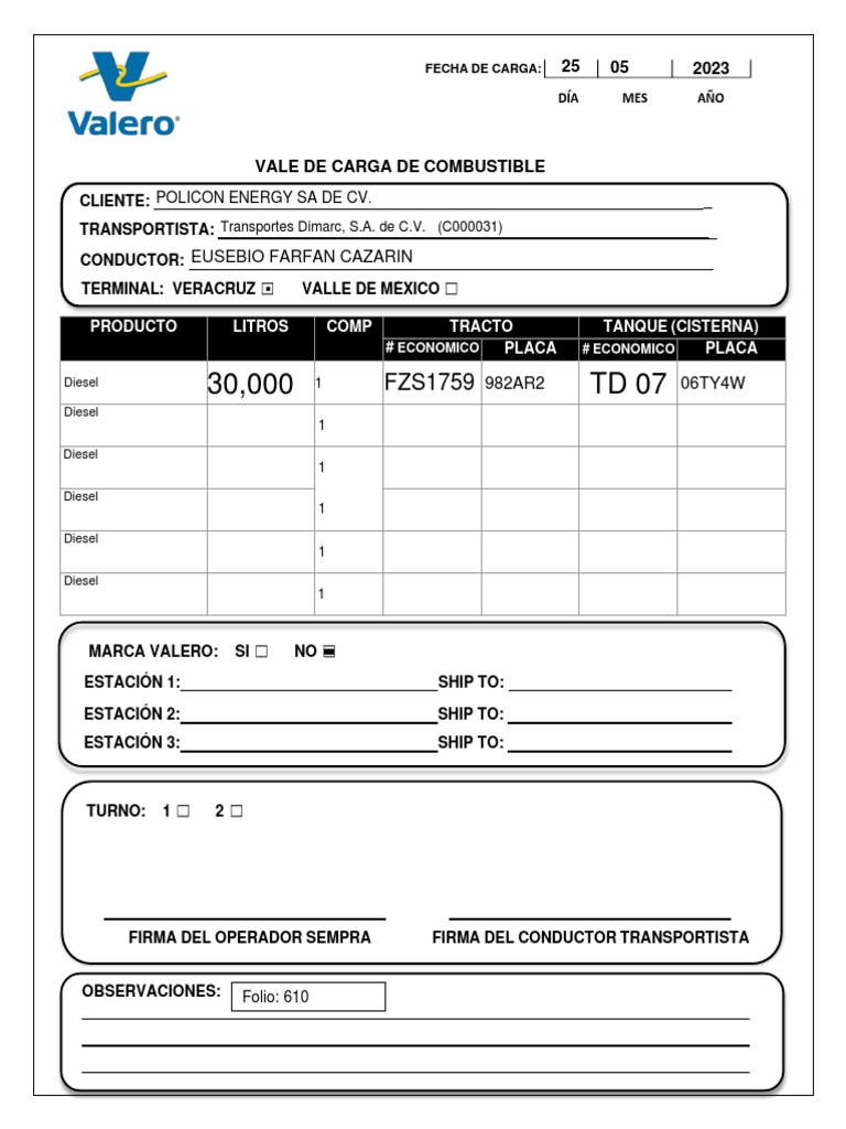 Vale de Carga Eusebio Farfan Cazarin 25-05-2023 | PDF