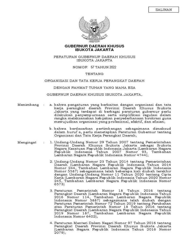 Pergub No. 57 Tahun 2022-Lampiran Dinas Perhubungan | PDF | Pengelolaan Keuangan & Uang