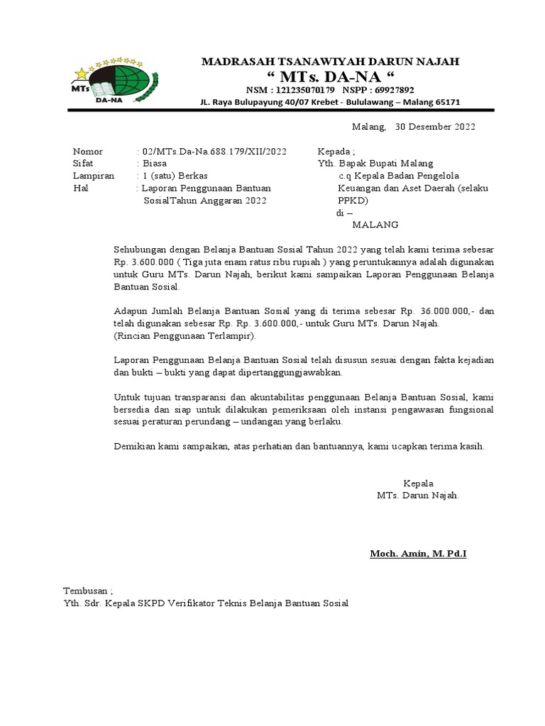 Contoh Laporan BPPDGS 2022 BANSOS | PDF Contoh Laporan BPPDGS 2022 BANSOS | PDF