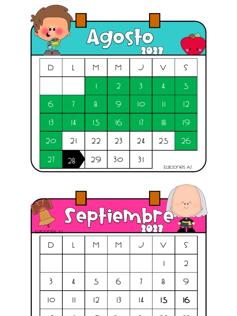 Calendario Mes A Mes X Hoja | PDF