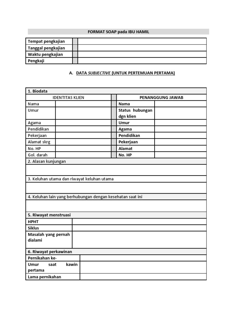FORMAT SOAP Pada IBU HAMIL | PDF | Pengembangan Diri | Sains & Matematika
