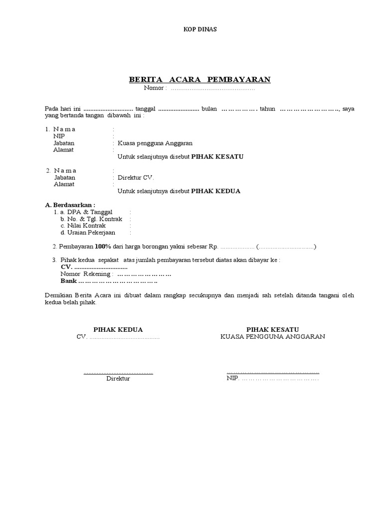 Berita Acara Pembayaran | PDF
