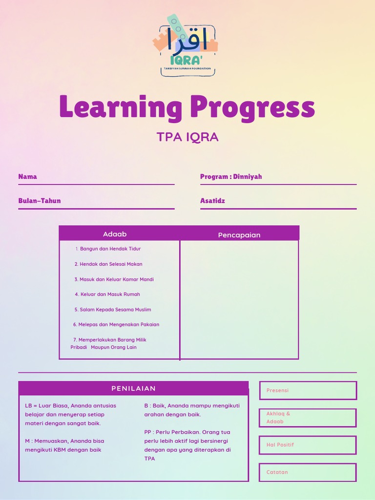TPA IQRA-Form Evaluasi Dinniyah | PDF