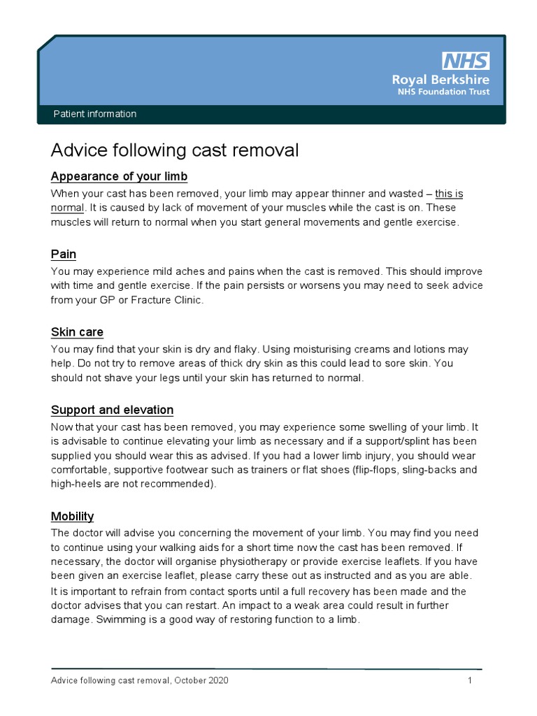 Post-Cast Removal Care Instructions | PDF | Wellness