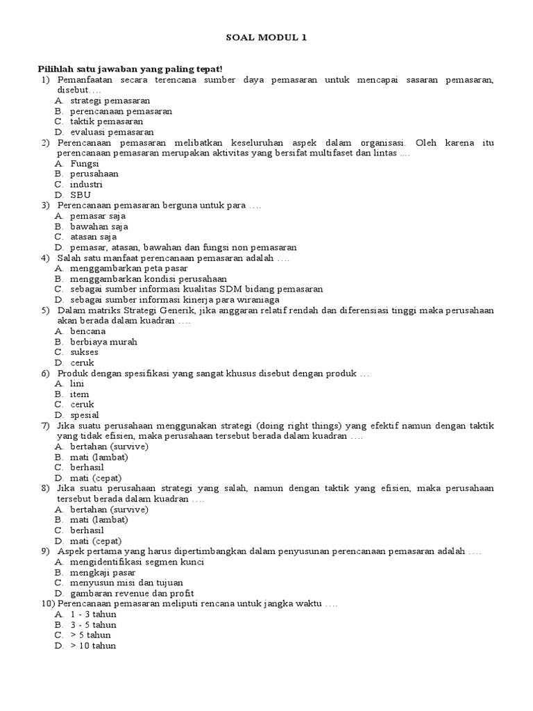 Soal Modul 1 Sampai 8 | PDF