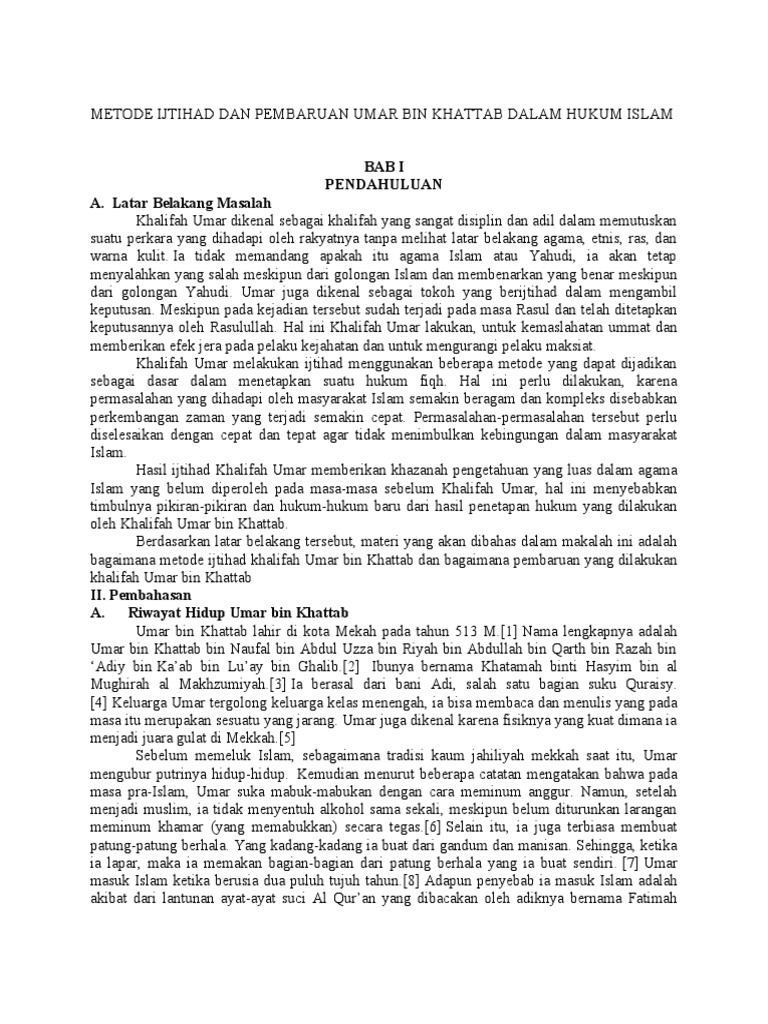 Metode Ijtihad Dan Pembaruan Umar Bin Khattab Dalam Hukum Islam | PDF