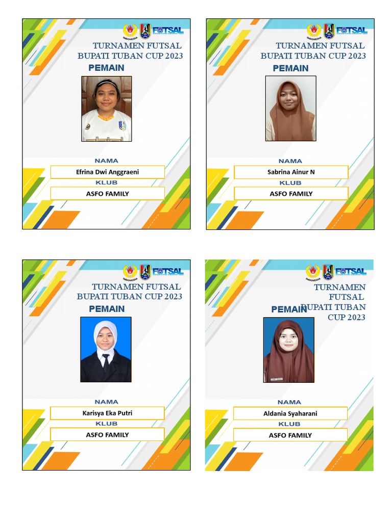 Id Card Pemain, Pelatih, Dan Official | PDF