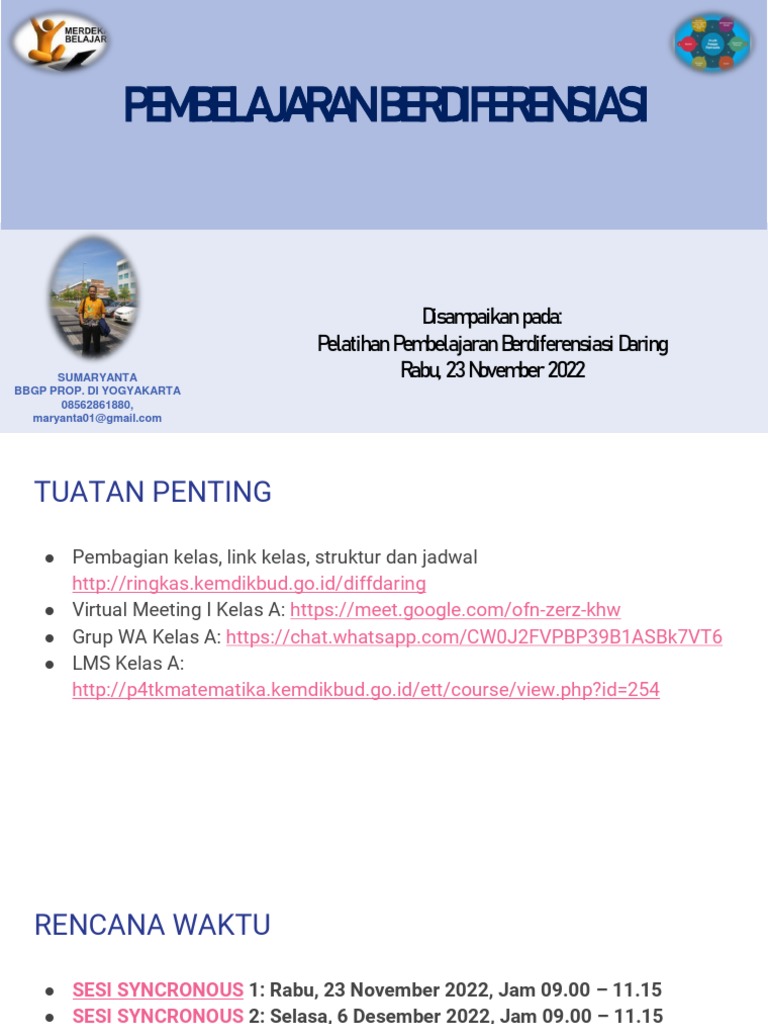 Pembelajaran Berdiferensiasi - Sumaryanta - BBGP DIY | PDF