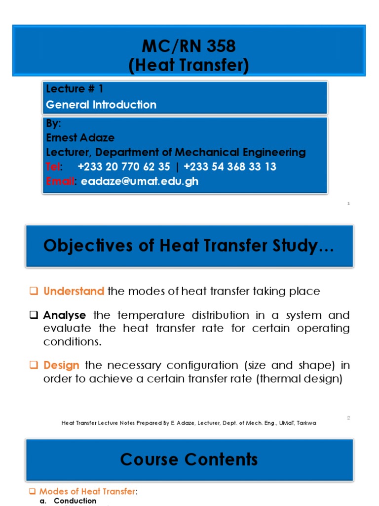 Lec - 1 - 1 - Heat Transfer | PDF