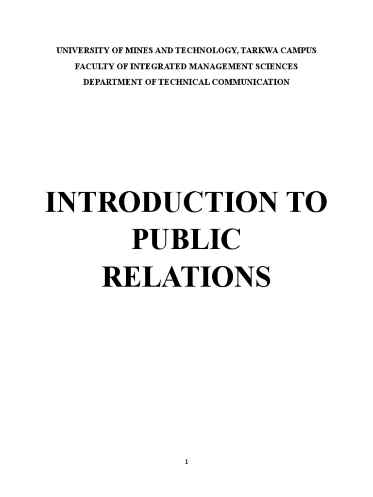 Introduction to Public Relations Course | PDF