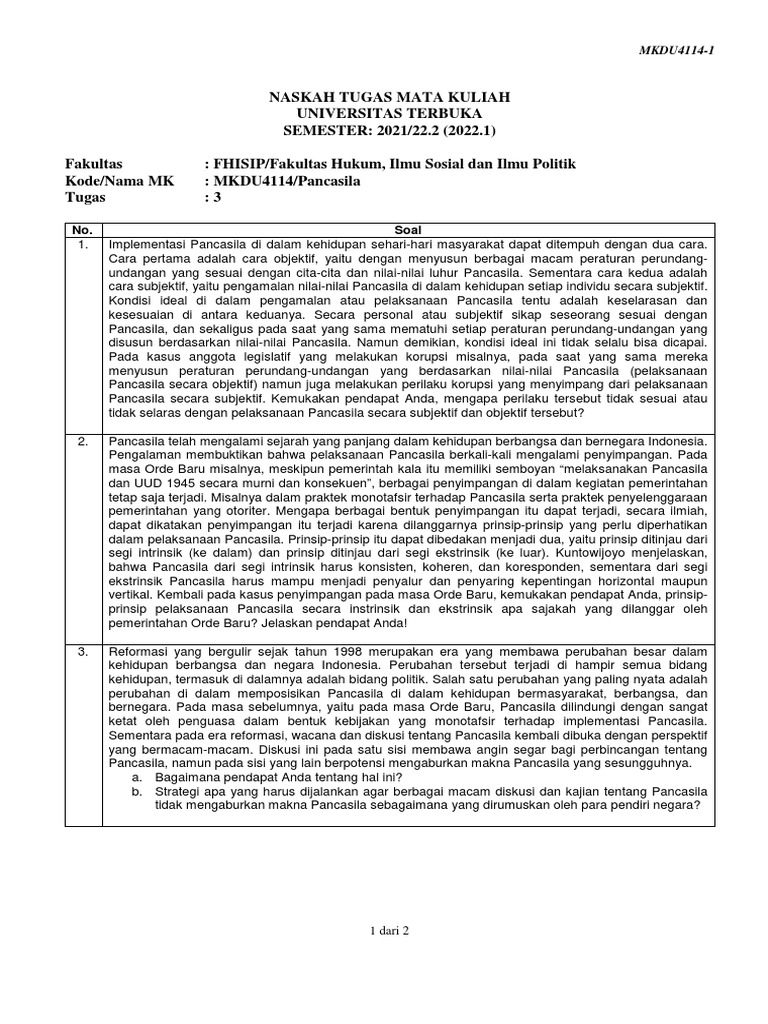Soal Mkdu4114 tmk3 1 | PDF