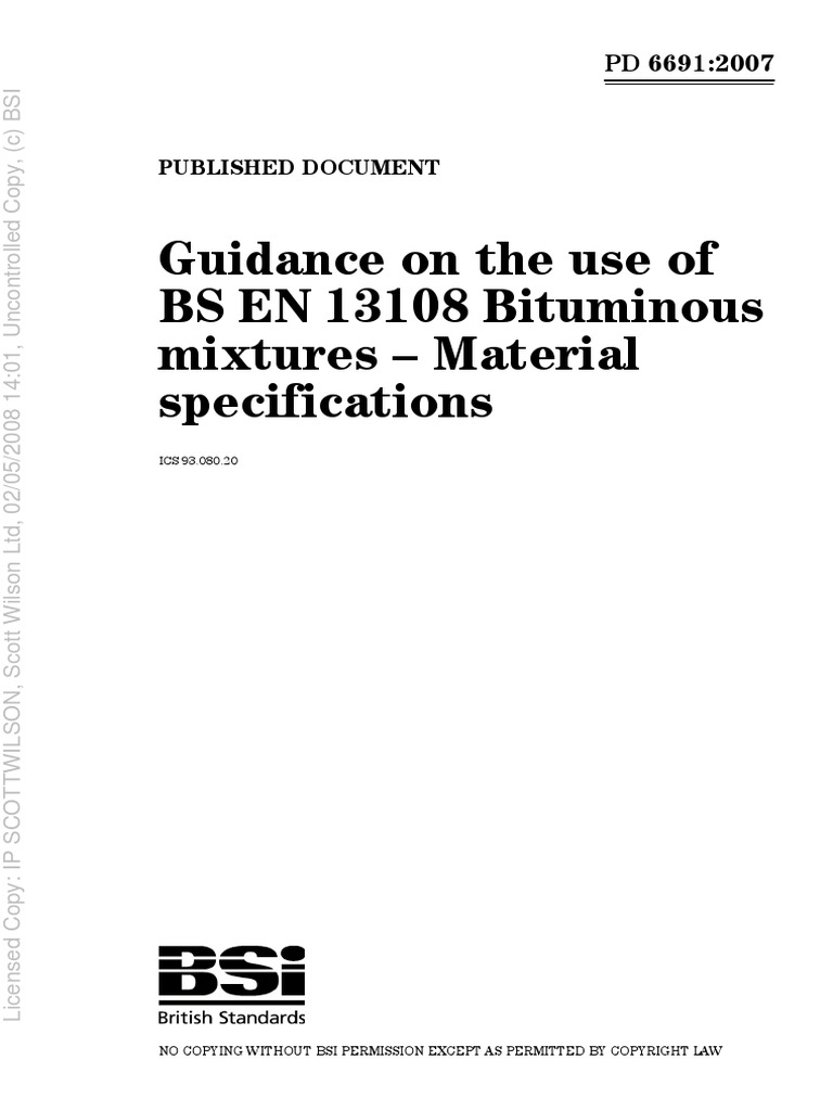 BS en 13108 Bituminous Mixtures and Standardand Parts | PDF