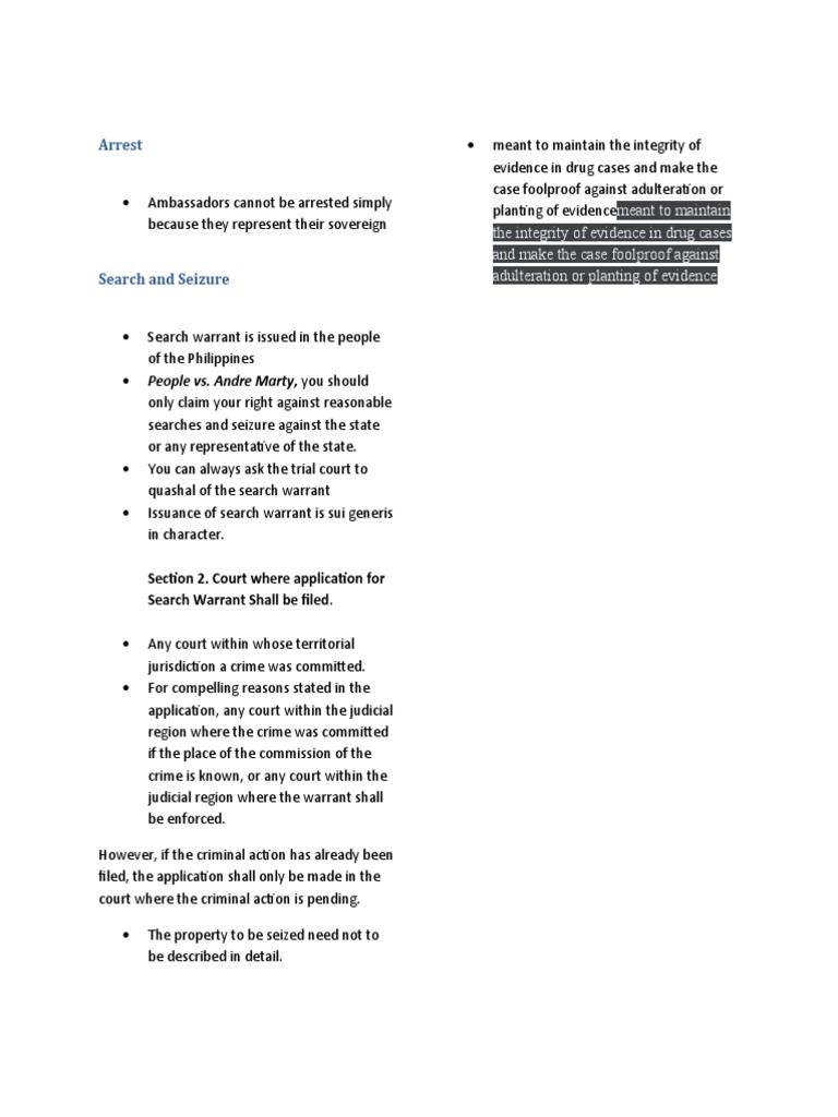 Arrest and Search Warrant Guidelines | PDF