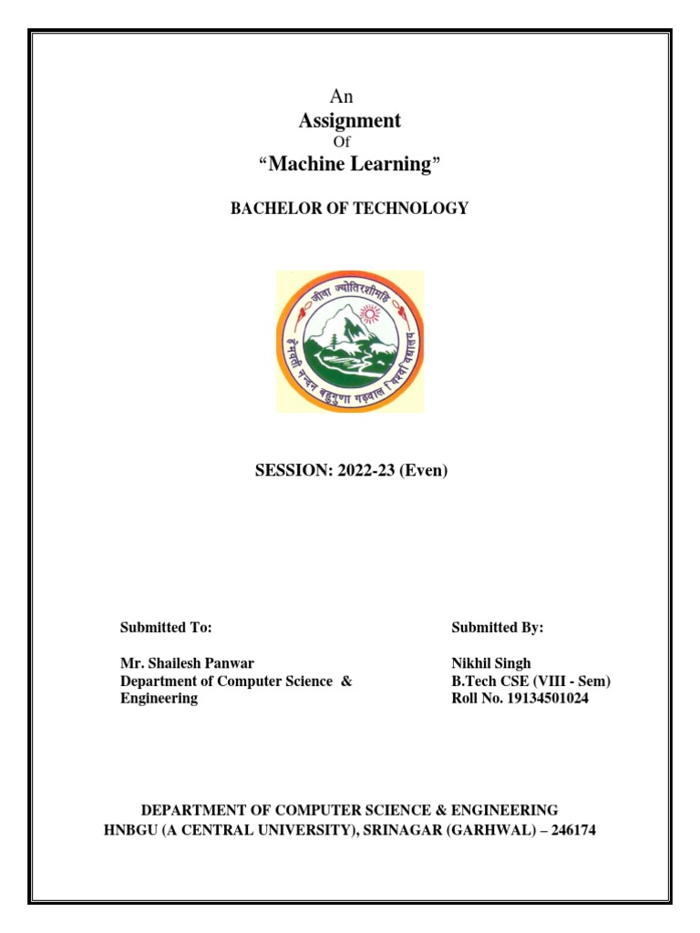 Machine Learning Assignment Pdf