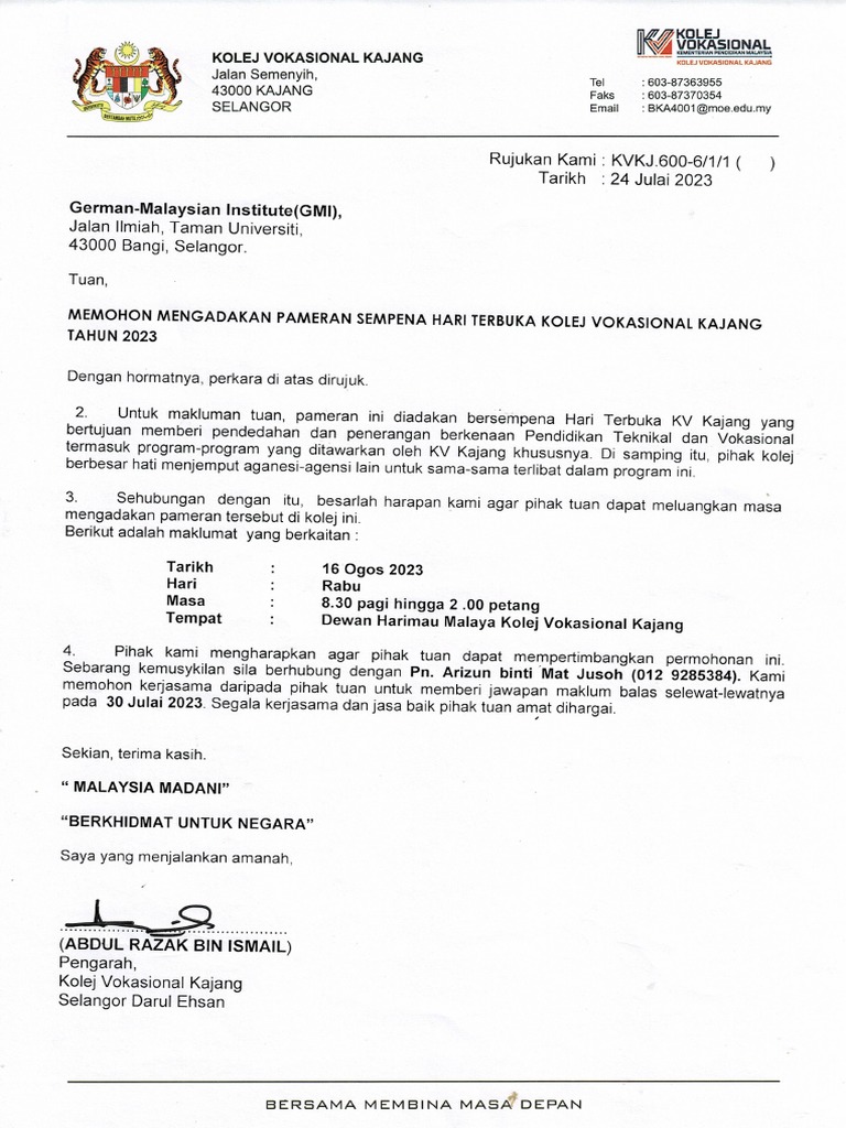 Surat Jemputan Gmi Hari Terbuka | PDF