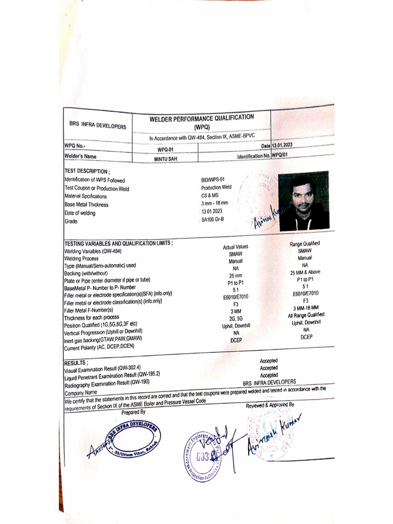 WPQ Asme Section IX | PDF