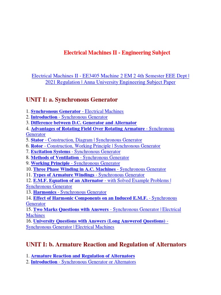 Electrical Machines II | PDF