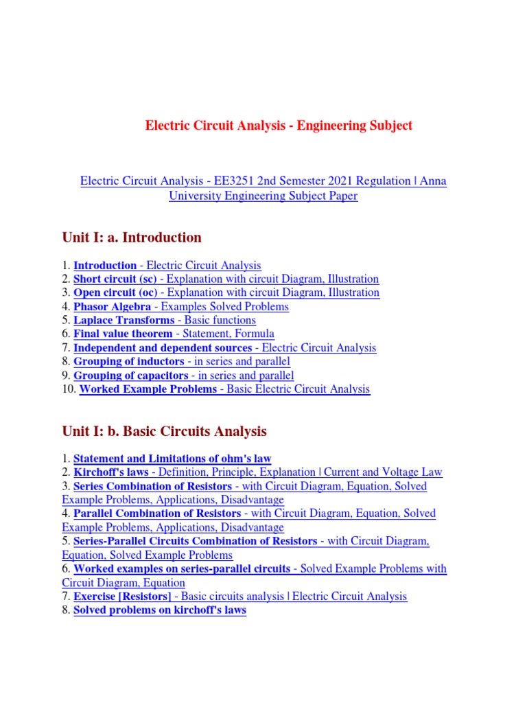 Electric Circuit Analysis | PDF