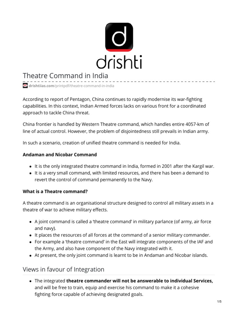Theatre Command in India | PDF