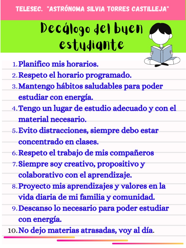 Decálogo de un buen estudiante. | PDF