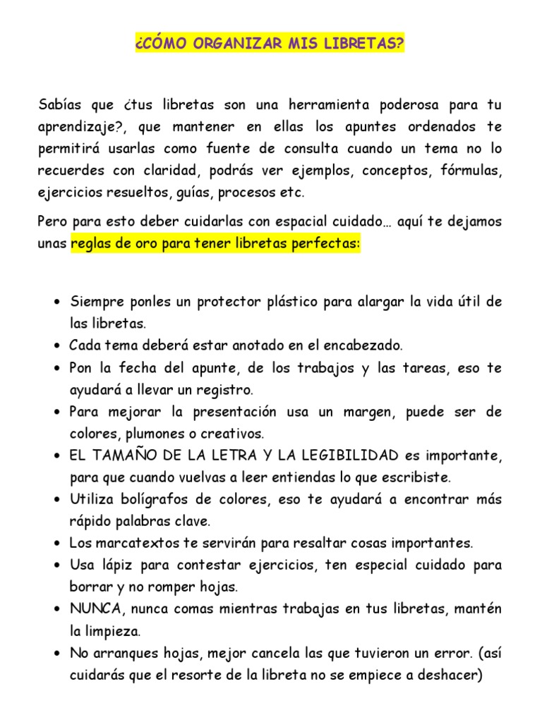 Cómo Organizar Mis Libretas | PDF