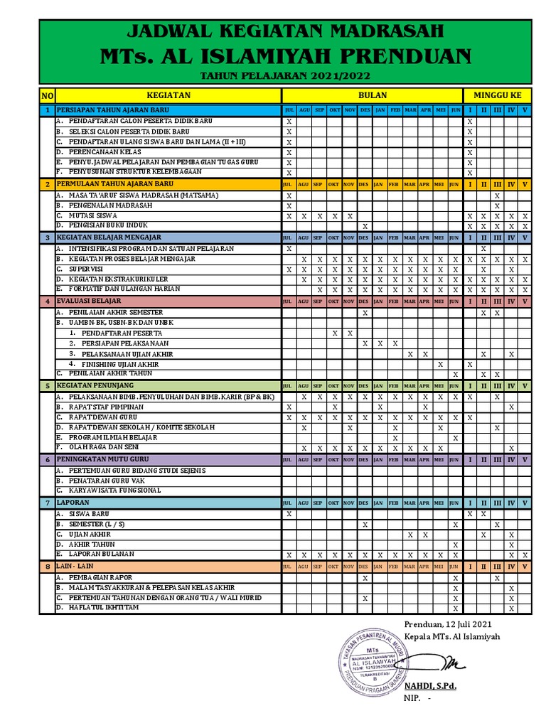 Jadwal Kegiatan Sekolah | PDF