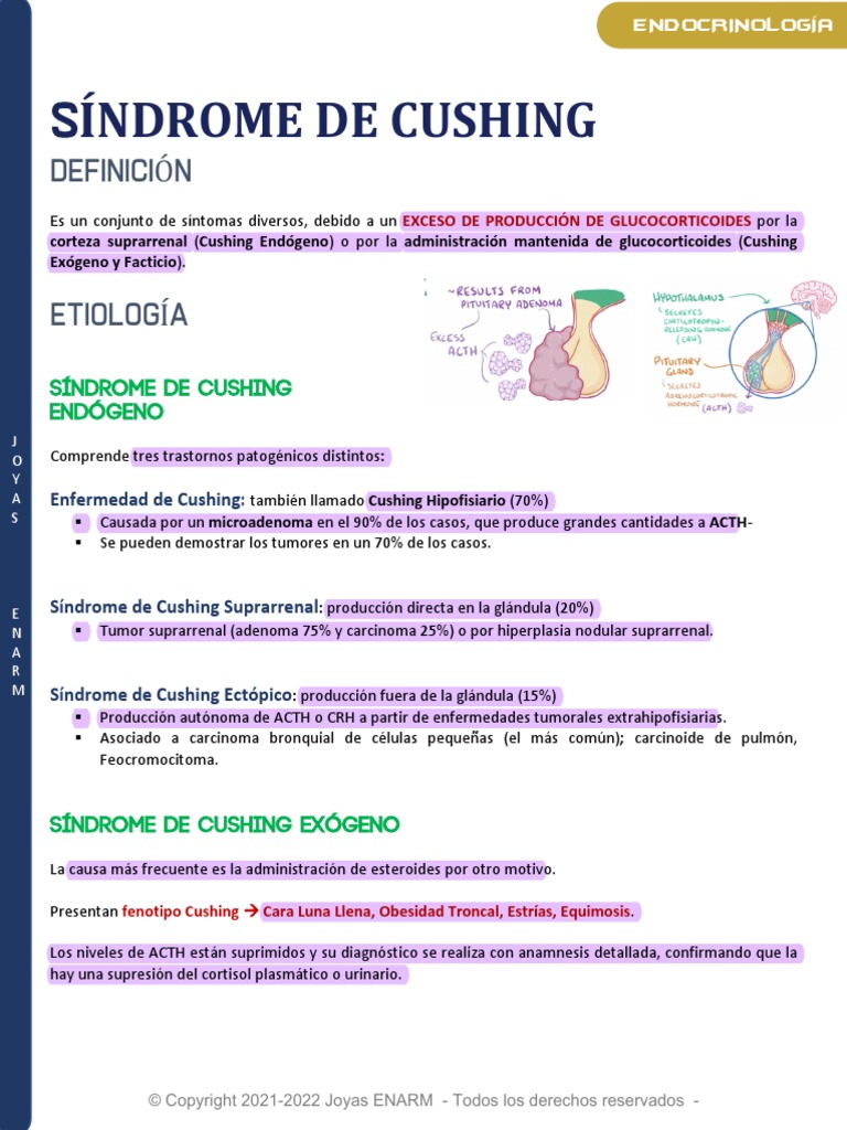 Síndrome de Cushing | PDF | Hormona adrenocorticotrópica | Especialidades Medicas