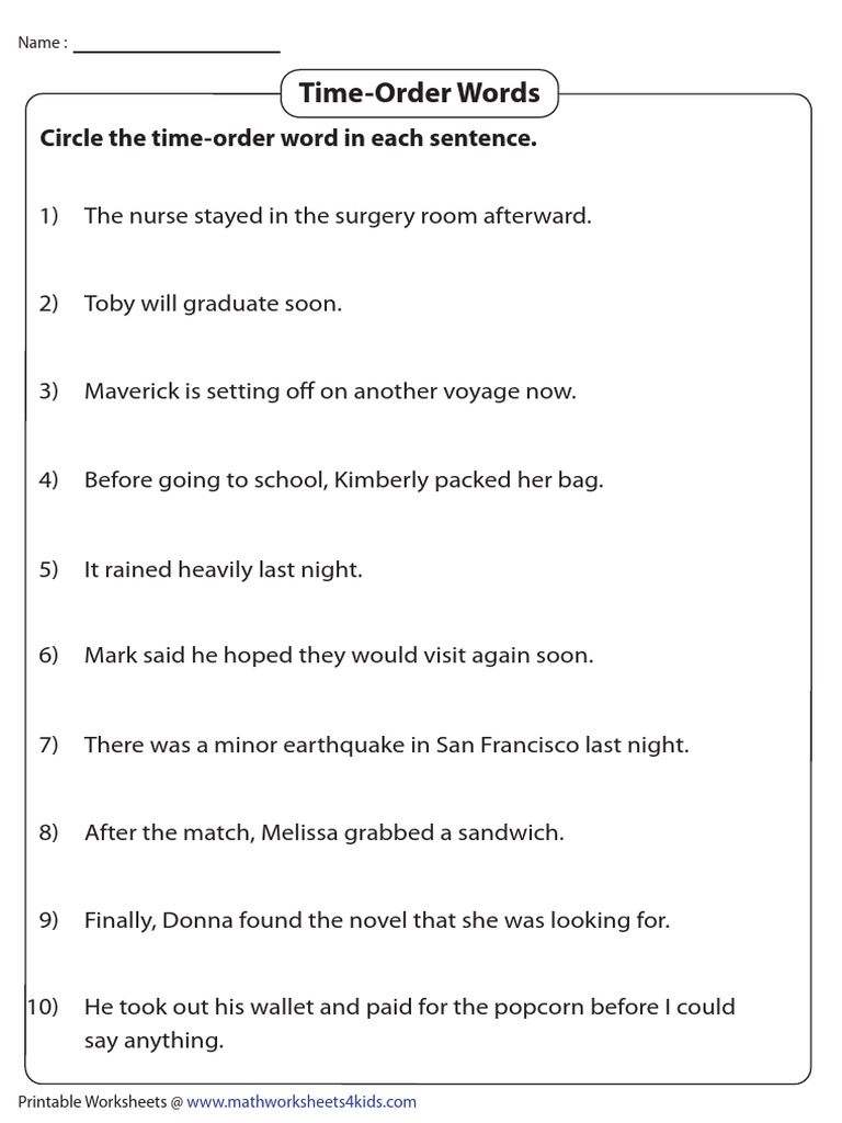 Circling Time Order Words | PDF | Young Adult