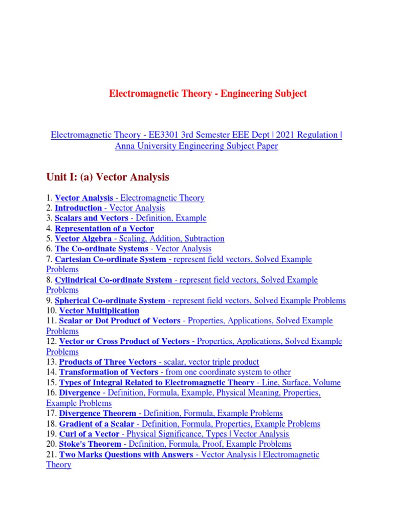 Electromagnetic Theory (EMT) | PDF | Magnetic Field | Electric Field