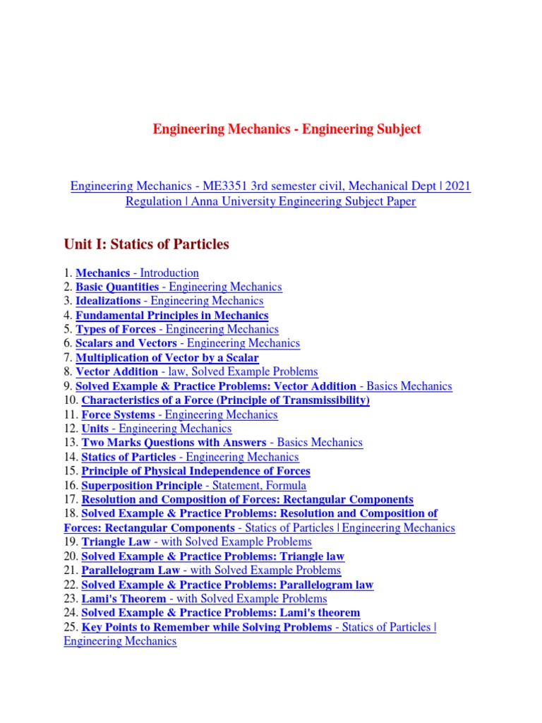 Engineering Mechanics | PDF